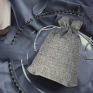Tayfremn 45pcs Burlap Drawstring Bags Burlap Favor Bags Small Gray Burlap Bags, Burlap Party Favor Bags Drawstring Jewelry Pouch Treat Bags Craft Bags for Wedding Party Birthday Christmas DIY Craft
