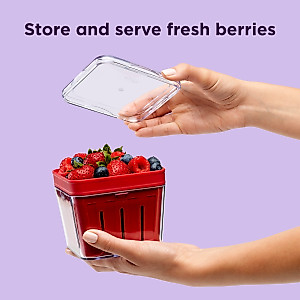 Chef'n Bramble Berry Basket and Colander (1-Quart, Cherry)