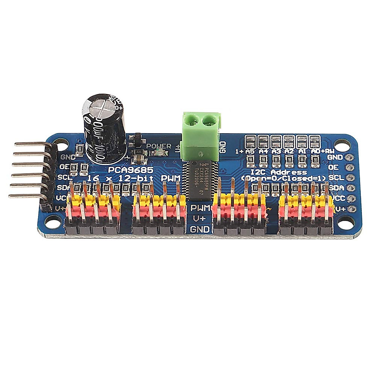Aoicrie 5pcs PCA9685 16 Channel PWM Servo Motor Driver PCA9685 IIC Module 12-Bit, for Robot or for Raspberry pi Shield Module servo Shield