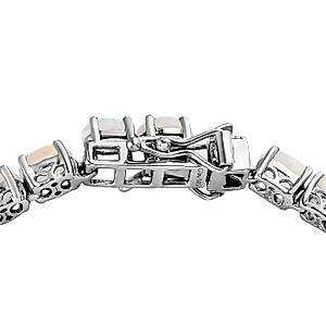 Shop LC White Opal Tennis Bracelet for women 925 Sterling Silver Platinum Plated Birthstone Jewelry Gifts for Women Size 7.25" Engagement Anniversary Wedding Promise Birthday Gifts