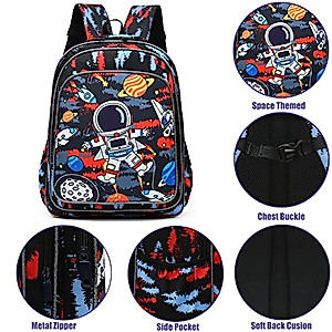 Kids Backpack for Boys - Dorlubel Elementary Kindergarten Preschool School Bag Multifunctional Cute Large Capacity Bookbag (Red Space Astronaut)