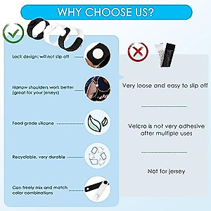 XMJY 2 Pairs Jersey Sleeve Bands - Boys Girls Silicone Sleeve Straps for Shirts, Perfect Sleeve Holders for Sports Activities (Black+White)