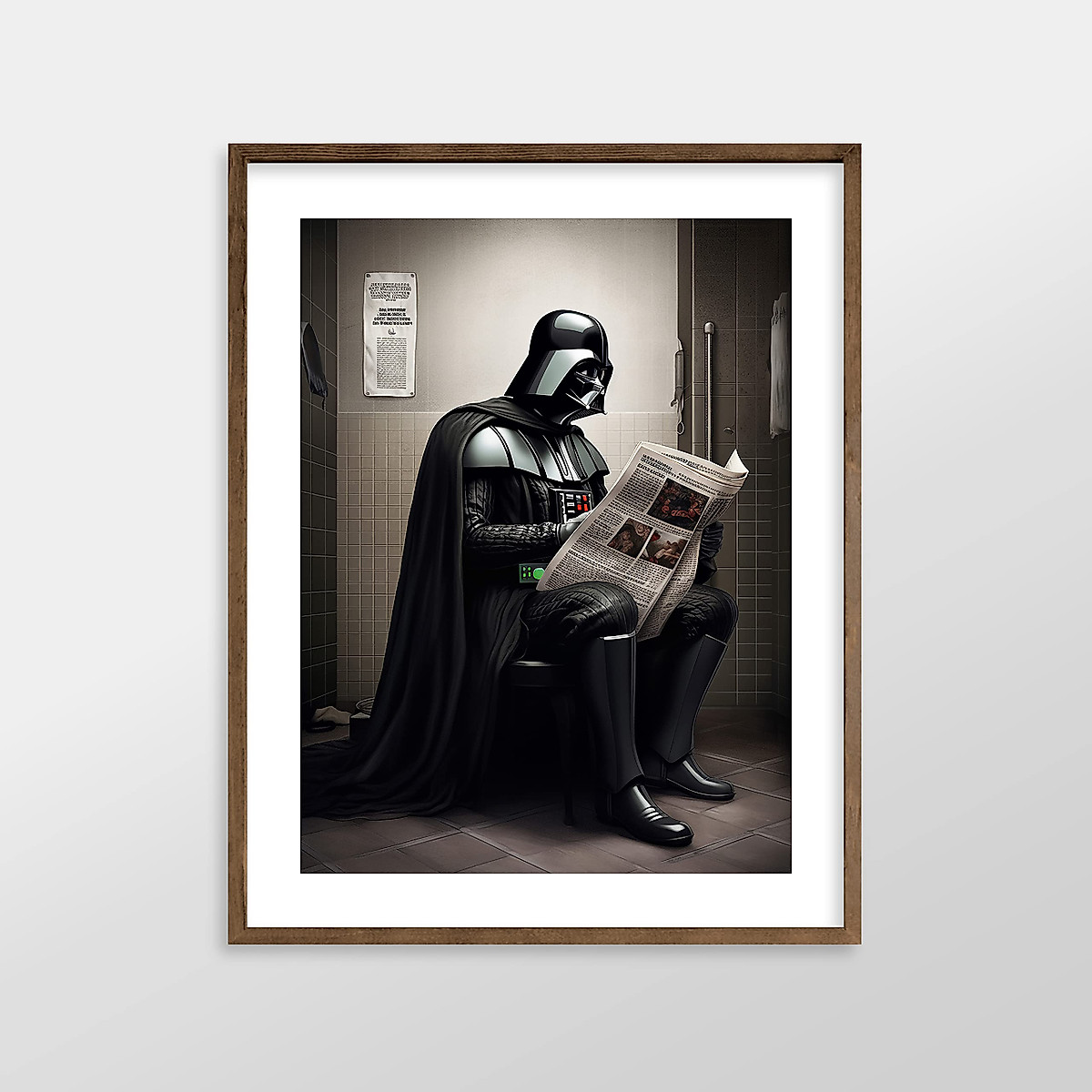 Star Wars Bathroom Décor Art Print - Premium Giclee Fine Art Print - Aesthetic Modern Vintage Painting Style Darth Vader Stormtrooper Yoda Print Poster for Bathroom Wall Decor, Ready to Frame