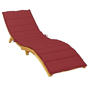vidaXL Sun Lounger Cushion in Wine Red, 78.7"x23.6"x1.2" - Oxford Fabric Outdoor Patio Furniture Cushion with Soft Foam Fiber Filling - Water-Resistant Design with Non-Slip Attachment Ropes.