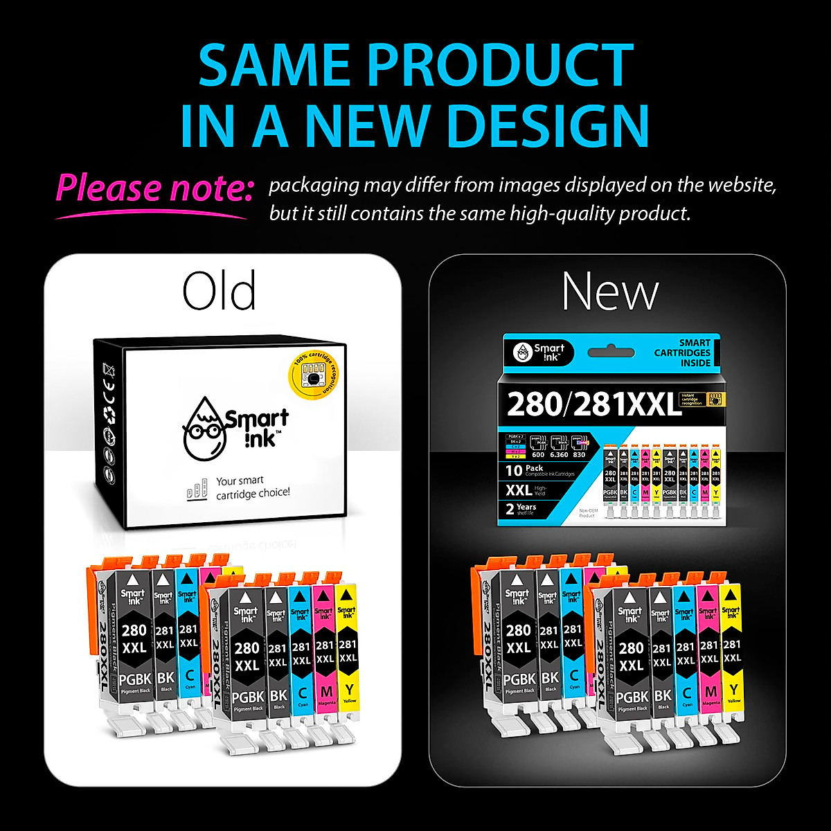 Smart Ink Compatible Ink Cartridge Replacement for Canon 280 281 PGI-280XXL CLI-281XXL (10 Combo Pack) to use with Pixma TR8520 TS9120 TS6120 TR8620 TR8620a TS6320 TR7520 TS6220 (PGBK & BK/C/M/Y)