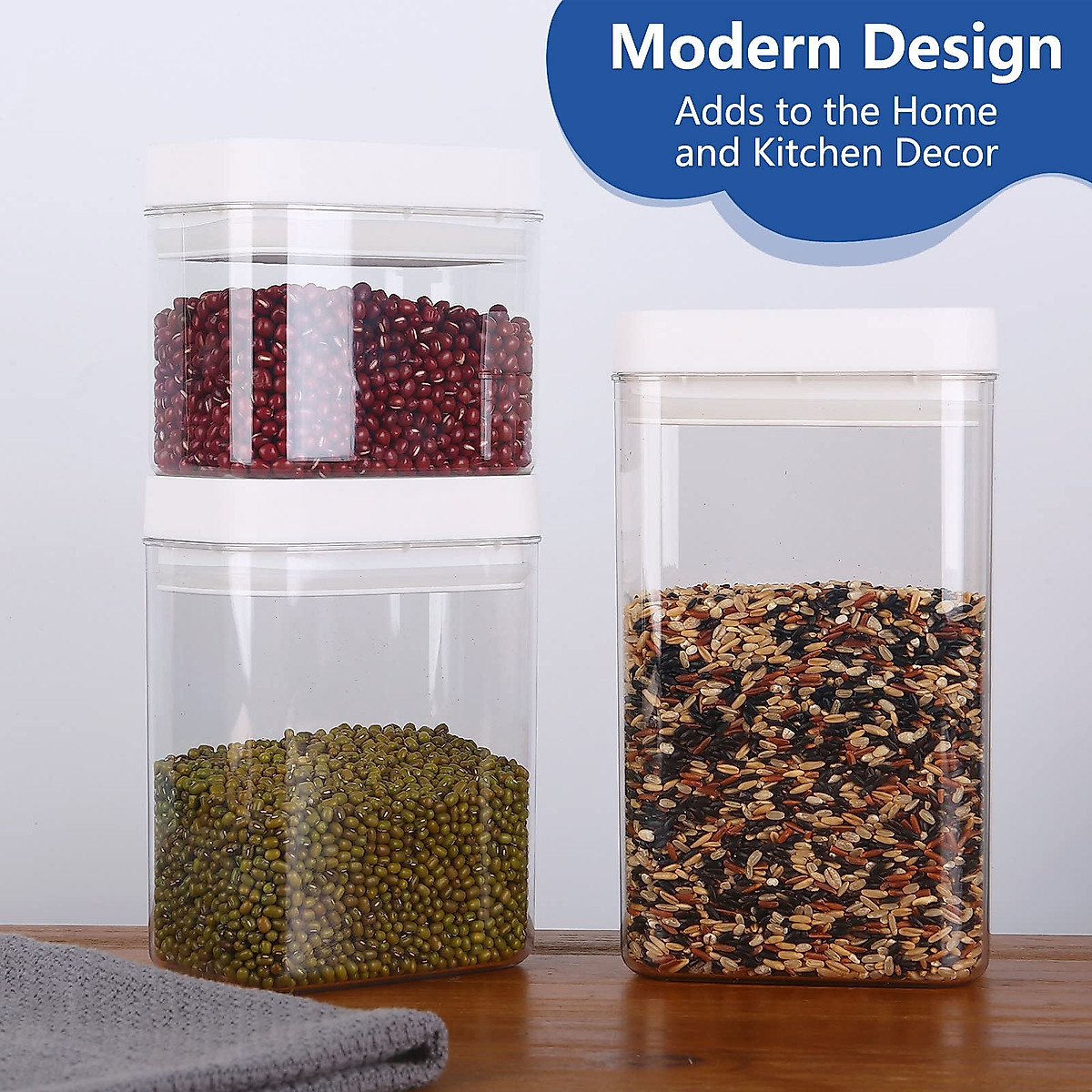 Airtight Food Storage Containers Set, 5 Pack BPA Free Plastic Cereal Containers with Easy Lock Lids, Storage Containers for Pantry Organization, Kitchen Canisters for Flour, Oats & Cereal