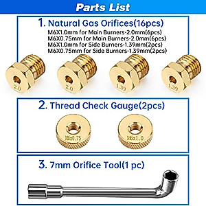 WADEO Natural Gas Orifices Nozzle Conversion Kit, DIY Burner Parts Brass Jet Nozzles for Propane to Natural Gas, Compatible with Blackstone 28" & 36" Griddles, Rangetop Combo, Tailgater