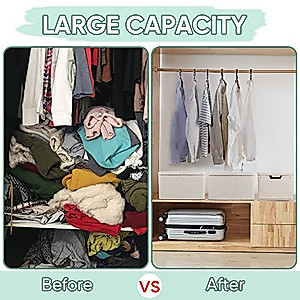 Kestbon Folding Plastic Storage Bins with Lids, Large Stackable Storage Bins, Sturdy Storage Containers for Organizing, Storage Box for Clothes, Blankets, Towels, Books, Toys, Etc, (2Pcs Beige)
