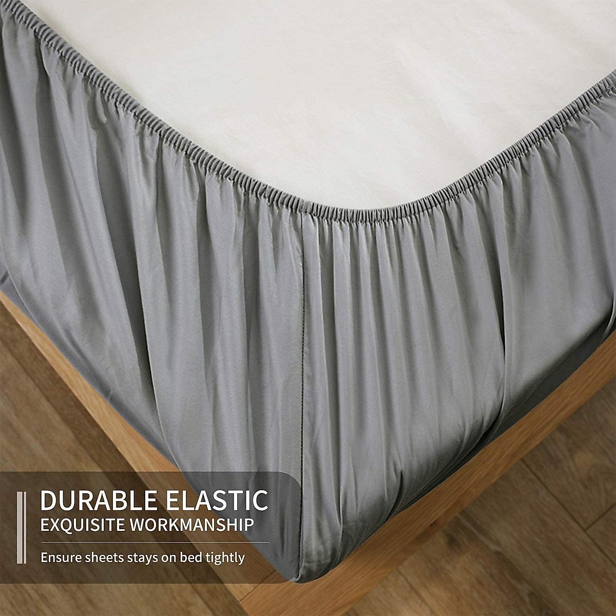 EaseHome Grey Full Size Sheets -Deep Pocket to 18 inches Mattress 4 Piece - Premium Bedding Sheets & Pillowcases Collection-Extra Soft