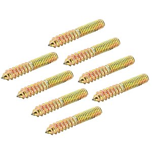 Waziaqoc 8 PCS Hanger Bolts 1/4 x 1-1/2 Inch Double Headed Bolt Self-Tapping Bolts Wood Joint Screw for Furniture