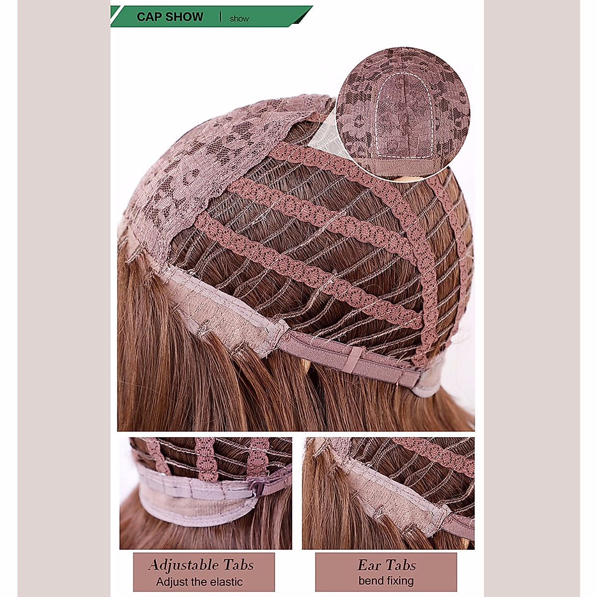 EALGA Warm Medium Brown Wigs, Long Natural Loose Curls Hair Wigs for Women, Full Synthetic Wig with Dark Roots, 22 inch EALGA-231