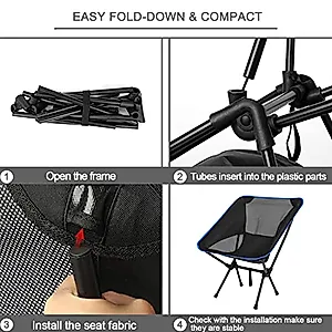 Tmshx Portable Folding Camping Chair, Lightweight and Compact Outdoor Chair, Suitable for Outdoor Activities, Hiking, Camping, Picnic Camping Chair with Portable Storage Bag