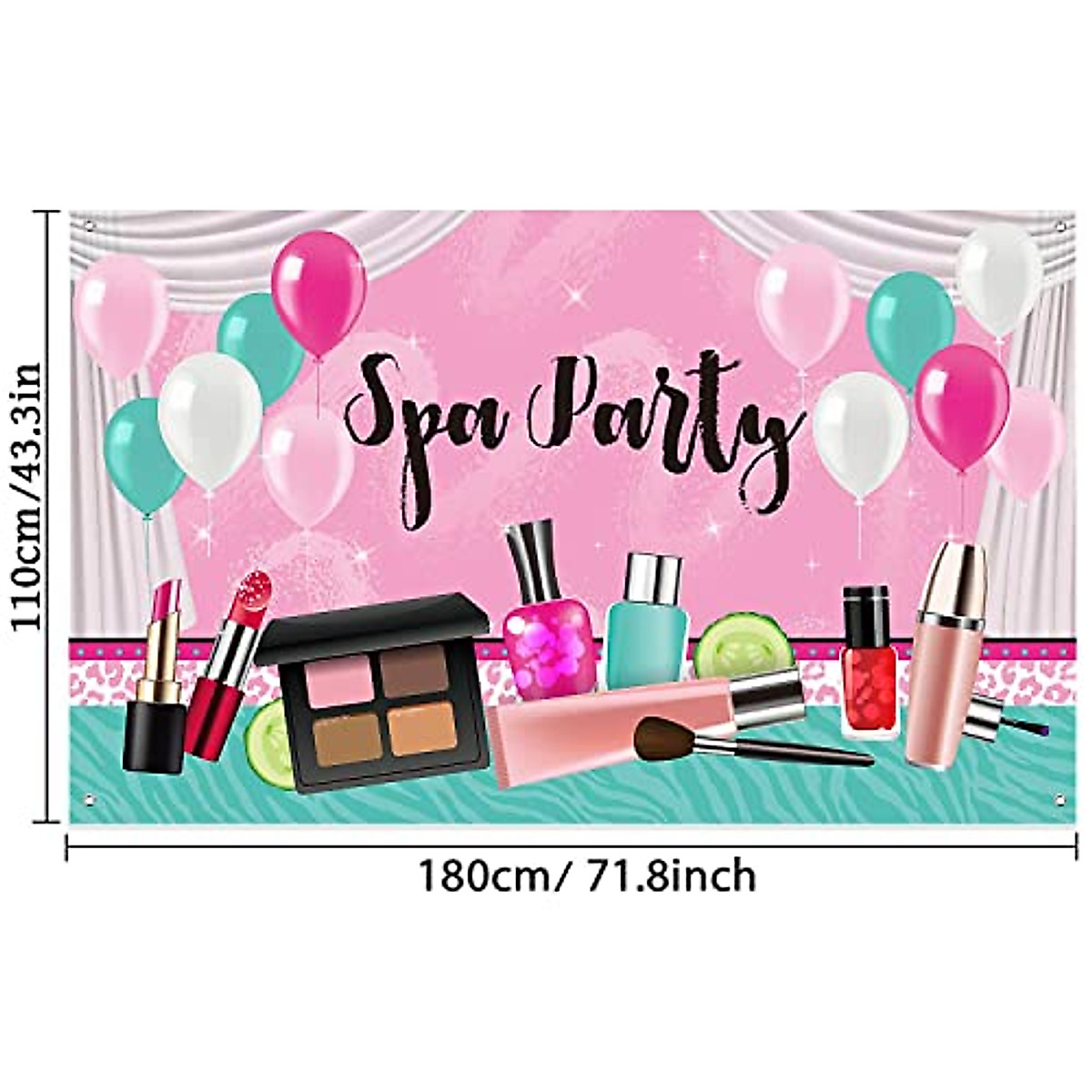 Spa Party Decorations for Girls, 71 x 43 Inch, Sweet Pink Backdrop Princess Makeup Birthday Photography Background Photo Booth Banner for Spa Day Make up Theme Party Decorations