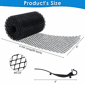 WerkWeit Gutter Guard Mesh 2 Rolls Plastic Gutter Guard 6” Wide x 20Ft Long Gutter Leaf Guards with 30 Clip Fixing Hooks Gutter Protector Mesh Screen Prevent Gutter Drain Downspout Clogging