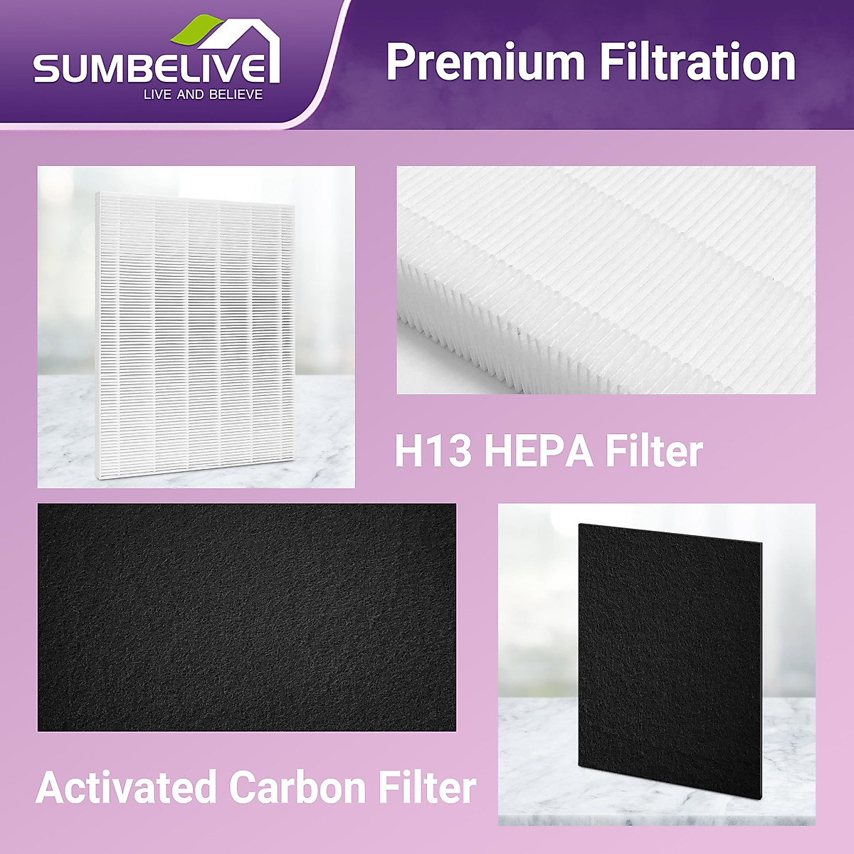 C545 Filter for Winix C545 Filter S, 2 True HEPA Filter + 8 Activated Carbon Filters Part No. 1712-0096-00 and 2522-0058-00