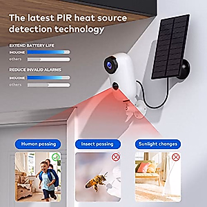 IHOUONE Security Cameras Wireless Outdoor,Solar Powered Outdoor Camera,Continuous Power Supply for 365 Days/PIR Human Detection/Alarms/SD Slot/2-Way Audio for Indoor Cameras