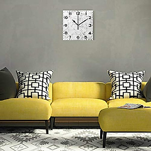 Naanle Chic 3D White Marble Stone Print Square Wall Clock, 8 Inch Battery Operated Quartz Analog Quiet Desk Clock for Home,Office,School