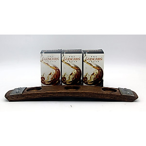 Barrel-Art Barrel Stave Premium 3 Glass Whiskey Flight Serving Tray with Glencairn Glasses, Dark Walnut