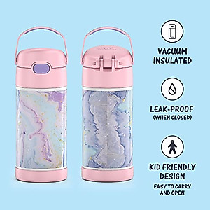 THERMOS FUNTAINER 12 Ounce Stainless Steel Vacuum Insulated Kids Straw Bottle, Dreamy