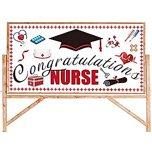 Graduation Nurse Themed Party Banner - Graduation Nurse Party Supplies Wall Decorations Indoor/Outdoor Banners(70" X 40")
