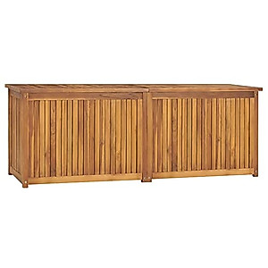Tidyard Garden Storage Box Teak Wood Deck Box Storage Container with PE Bag Tool Organizer for Patio, Lawn, Backyard, Outdoor Indoor 59.1in x 19.7in x 21.7in