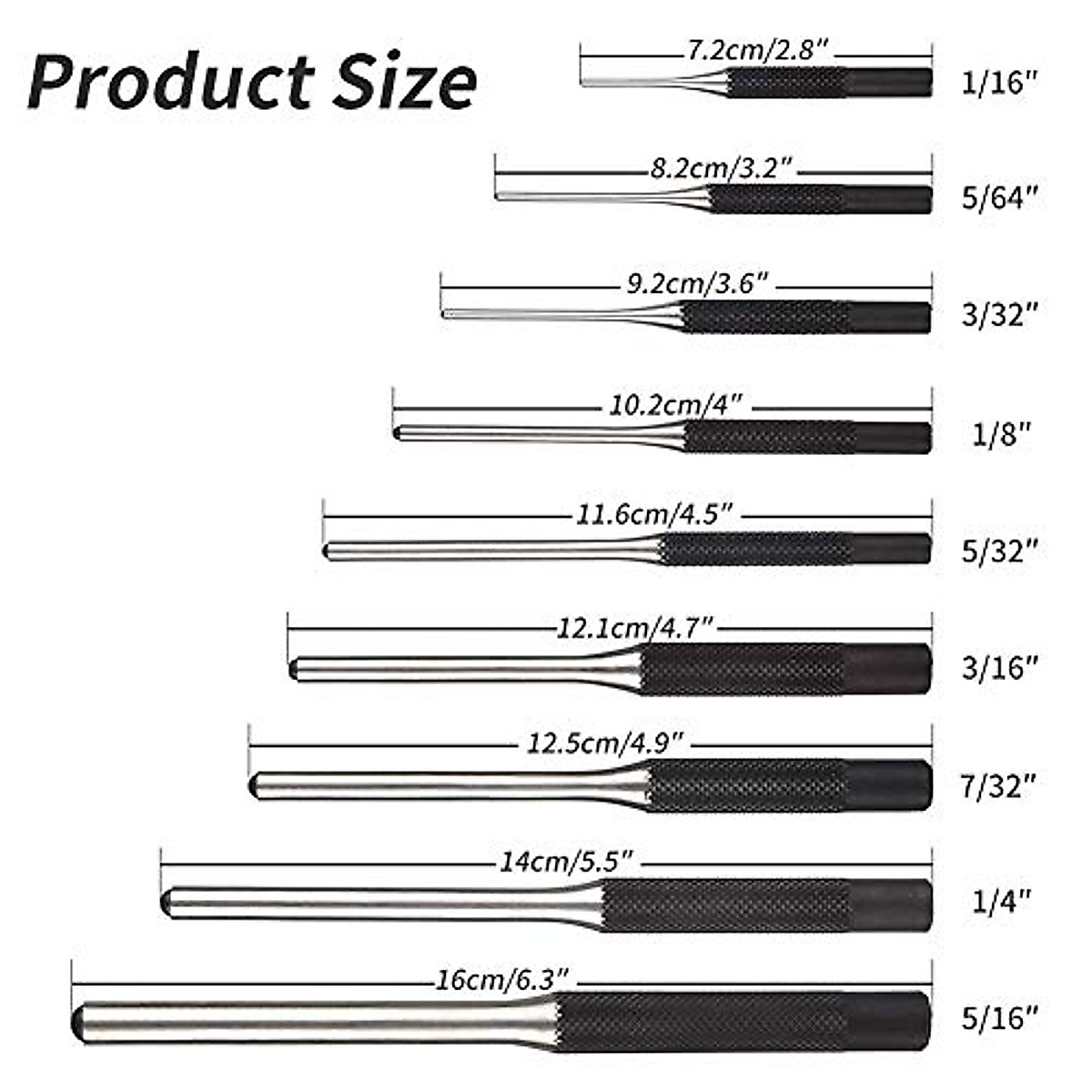 Feyachi Roll Pin Punch Set with Storage Pouch, 9 Piece Steel Removal Tool Kit