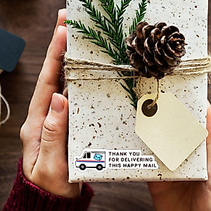 Muminglong 1.5 Inch Thank You for Delivering This Happy Mail Sticker,Mail Carrier Sticker,Happy Mail for The Postman, Mail Man,Thank You Sticker,Packaging Sticker, 500 PCS