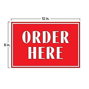Order Here Pick Up Here Sign Stickers Set | Coffee Bar, Food Truck, Ice Cream Shop, Store Display and Decor Signs. Outdoor Rated Vinyl Decals, 8" x 12"