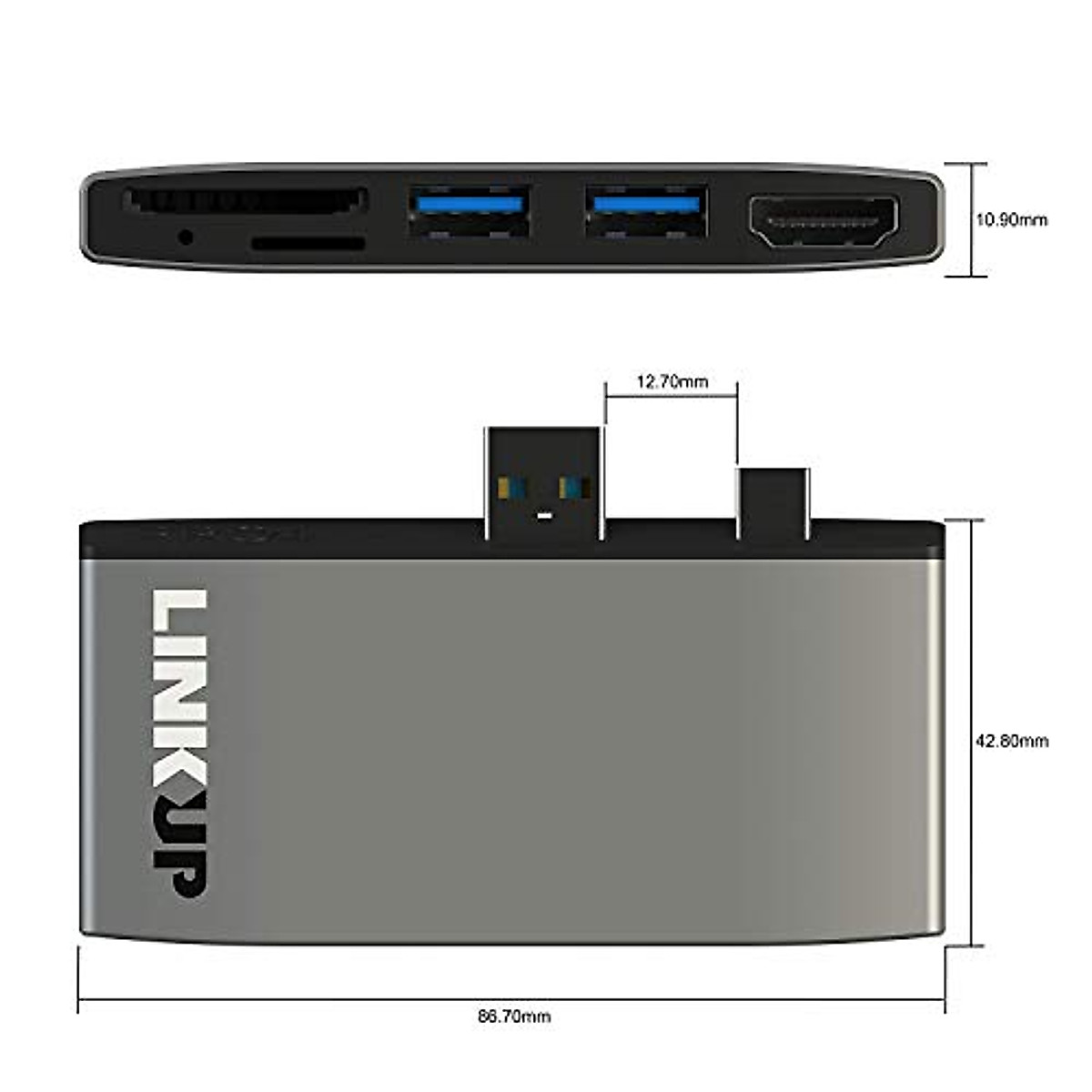 LINKUP - Surface Pro 4 Compatible SD Card Micro Memory Reader Adapter Hub | 6-in-1 Docking Station | 4K HDMI 1x SD 2X MicroSD Card Slots, 2X USB-A 3.0 Ports | Designed for Microsoft Surface Pro 4