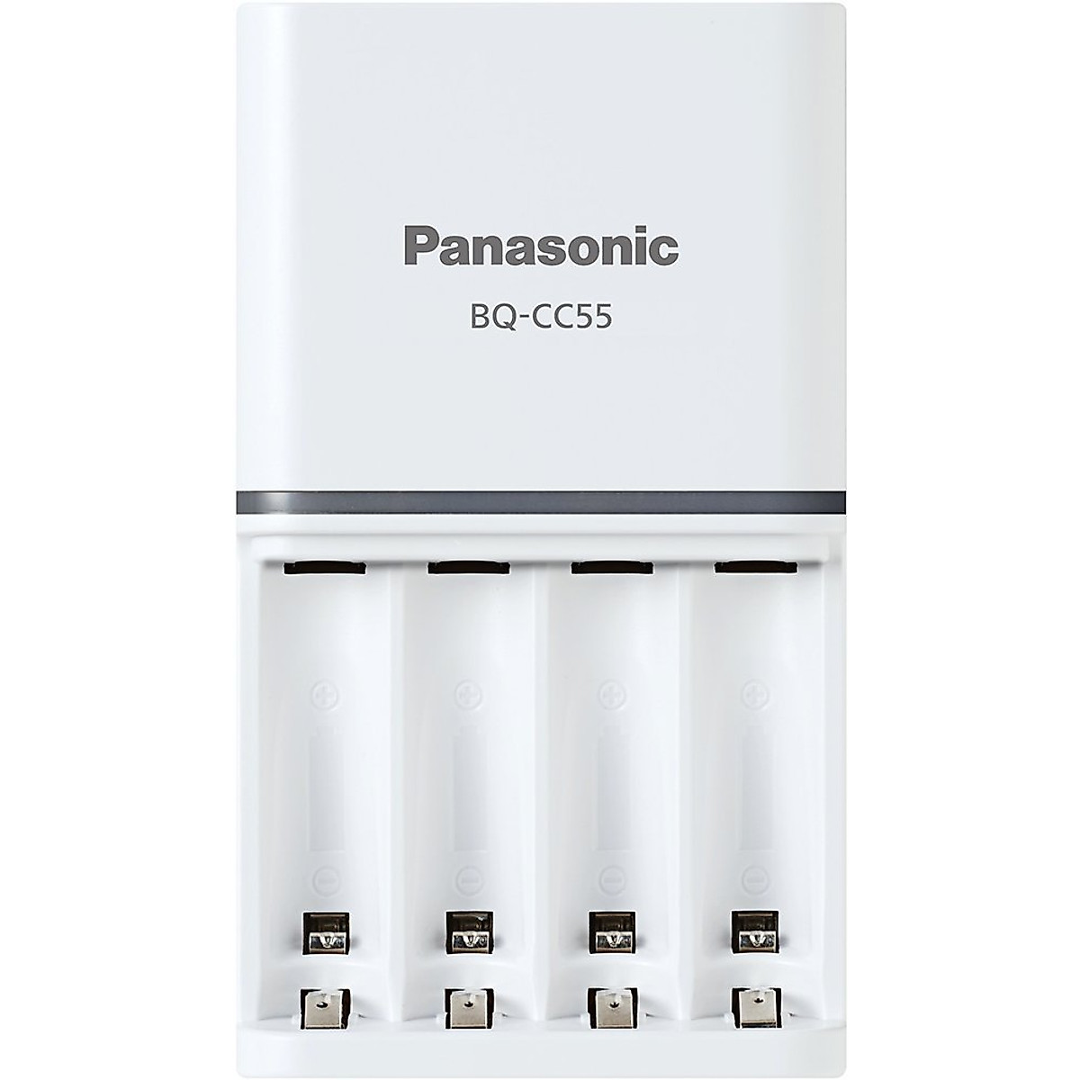 Panasonic "Advanced" eneloop Individual Battery 3 Hour Quick Charger with 4 LED Charge Indicator Lights, White & BK-3MCCA8BA eneloop AA 2100 Cycle Ni-MH Pre-Charged Rechargeable Batteries, 8 Pack