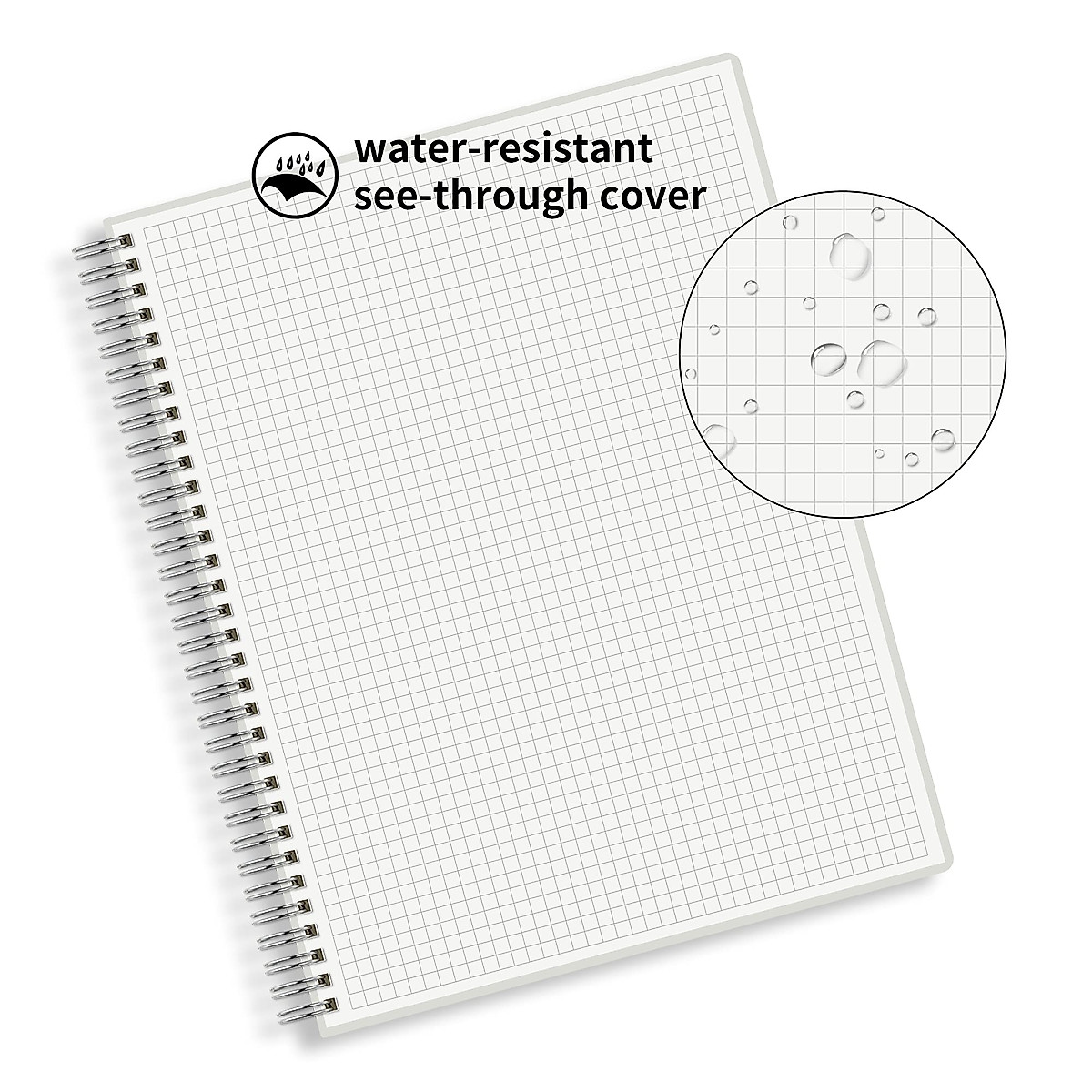 HULYTRAAT Large Graph Ruled Wirebound Spiral Notebook, 8.5 x 11 Inches, 5 X 5 Graph Ruled (5 sq/in) Paper Pad, Premium 100gsm Ivory White Paper, 128 Squared/Grid Pages per Notebook (Pack of 2)