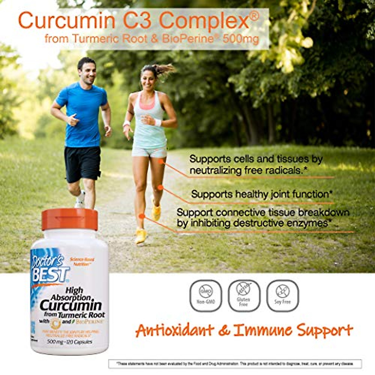 Doctor's Best DRB-00107 High Absorption Curcumin From Turmeric Root with C3 Complex & BioPerine 500mg (120 Capsules)