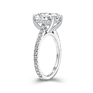 RODIFFY 4CT Cushion Cut Solitaire Engagement Ring,Silver CZ Simulated Diamond Promise Ring(Size:7)