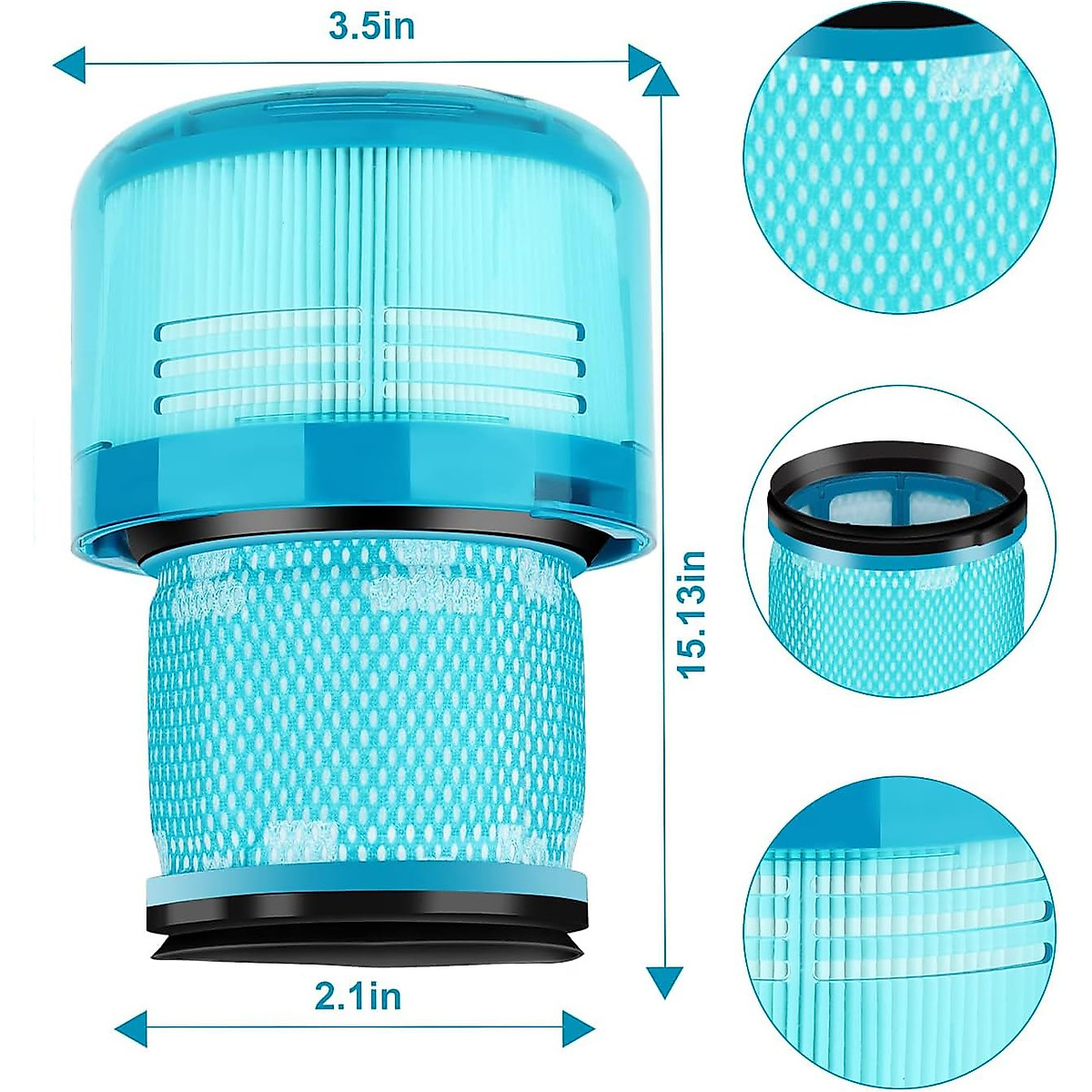 Premium Vacuum Filter Replacement Part Compatible with Dyson V15 Detect, Dyson V11 Animal Filter, Dyson V11 Filter, Dyson V15 Filter, Dyson V15 Detect Filter, Compare to Part 970013-02 (2 Filters)
