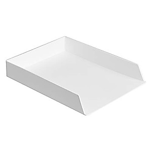 Amazon Basics Rectangular Plastic Desk Organizer, Letter Tray, White, 2-Pack