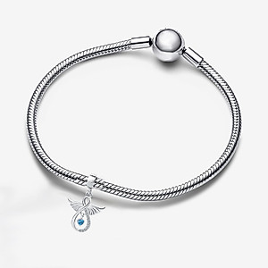 OutstandLong Angel Wings Infinity Blue Heart Crystal Women Beads Charms for Charm Bracelets Jewelry