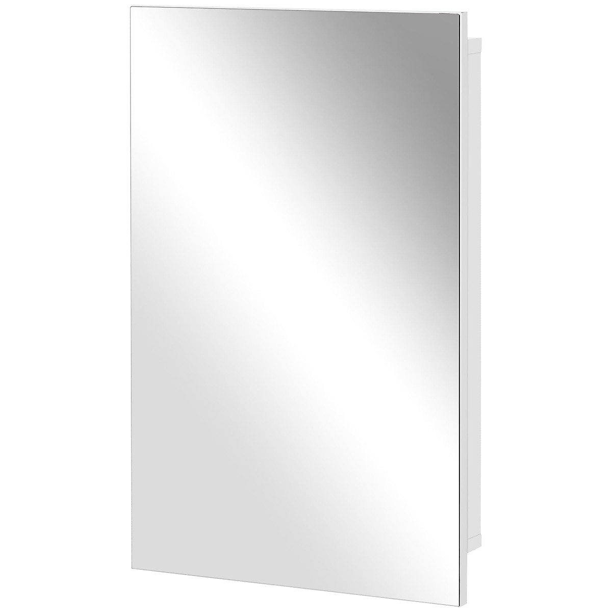 kleankin Recessed Medicine Cabinet, Stainless Steel Bathroom Mirror Cabinet with Door and Storage Shelves, White