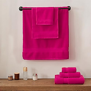 COZYART Hot Pink Bath Towels Set, Turkish Cotton Hotel Large Bath Towels Bulk for Bathroom, Thick Bathroom Towels Set of 6 with 2 Bath Towels, 2 Hand Towels, 2 Washcloths, 650 GSM…