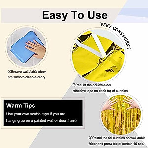 EUFARS Black and Gold Party Decorations - 4Pack 3.2x8.2ft Foil Fringe Curtains for Birthday Graduation Masquerade Gatsby Themed Party Decorations