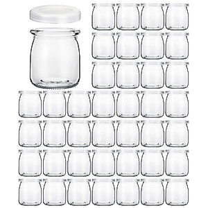 KAMOTA Glass Jars, 40 PACK 6 oz Clear Yogurt Jars With PE Lids, Glass Pudding Jars Yogurt Jars Ideal for Jam, Honey, Wedding Favors, Shower Favors(200ml)