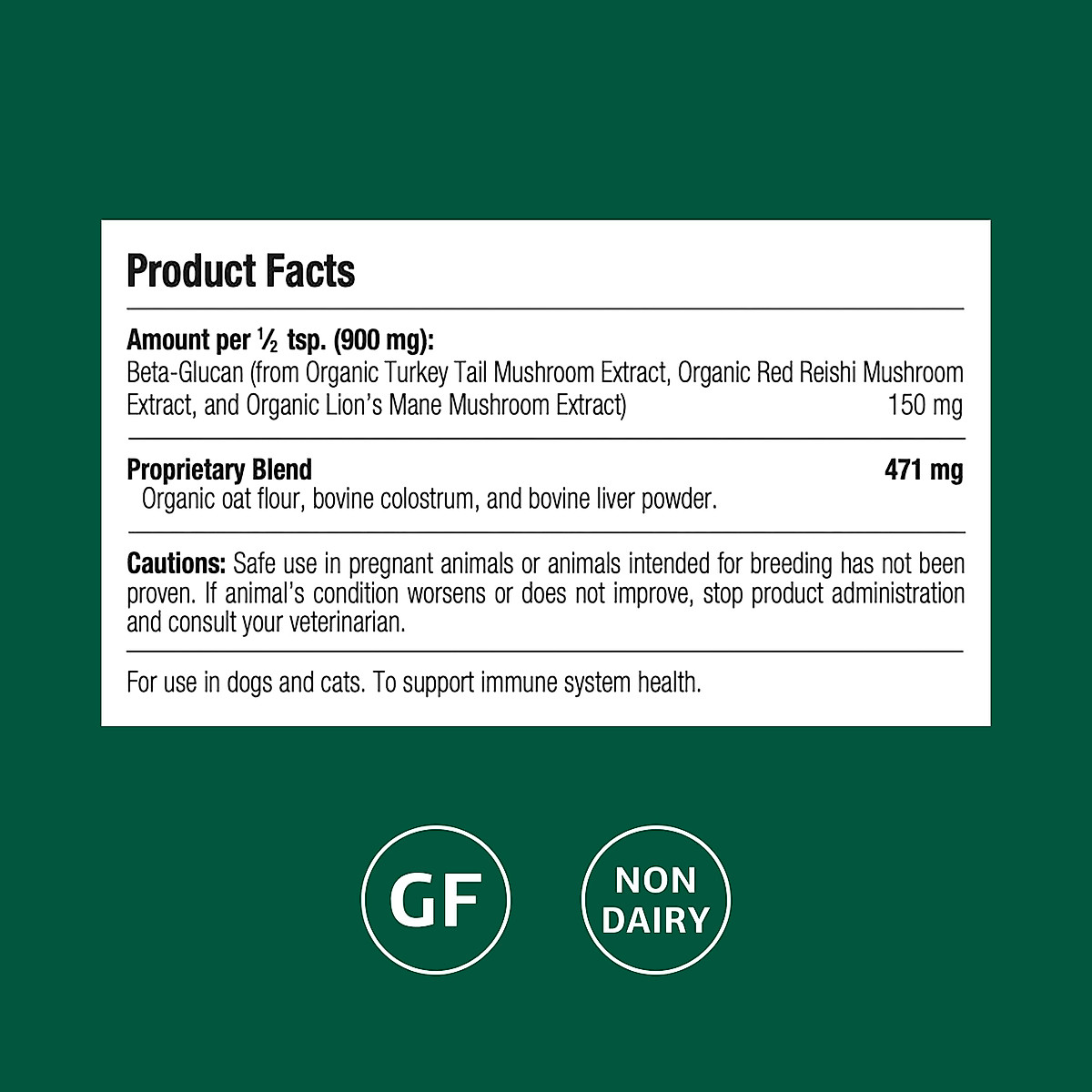 Standard Process Mushroom Complex for Dogs & Cats - Immune Support Supplement with Bovine Colostrum - Lion's Mane Extract Powder for Dog & Cat Immune Support - Essential Aid for Pet Health - 2.92 oz