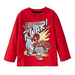 Power Rangers Red Ranger Zach Blue Ranger Toddler Boys 3 Pack T-Shirts Red/Blue/Gray 5T