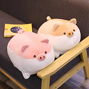 Levenkeness Soft Fat Pig Plush Hugging Pillow,Cute Piggy Stuffed Animal Doll Toy Gifts for Bedding, Kids Birthday, Valentine, Christmas (Pink, 19.7")