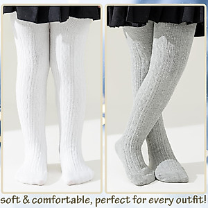 Mini angel Baby Tights Toddler Girl Cable Knit Leggings Soft Cotton Stockings Pantyhose 3pack (Black, White, Grey, 2-4 Years)