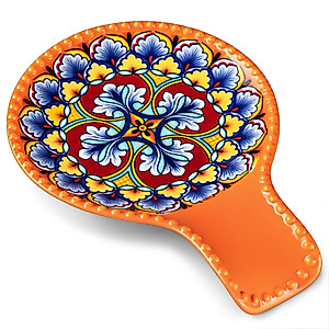 vancasso Ceramic Spoon Rest for Stove Top, 7.7 Inch Cooking Spoon Holder for Kitchen Counter Decor, Spoon Holder for Coffee Spoon Rest, Spoon Cradle, Spatula, Spoons or Tongs, Decorations, Orange