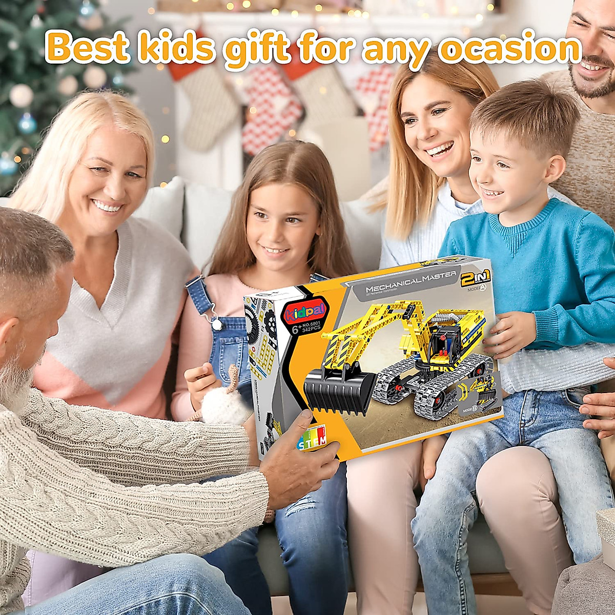 STEM Building Sets for Boys 6-12, 342PCS 2-in-1 DIY Construction Engineering Excavator Toy, Stem Projects for Kids Ages 8-12, Building Toys for Boys Age 6 7 8 9 10 11 12 Year Old