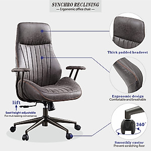 XIZZI Ergonomic Chair, Modern Computer Desk Chair,high Back Leathe Office Chair with Lumbar Support for Executive or Home Office (Gray-Black)