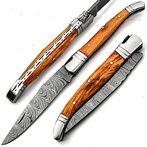 PAL 2000 KNIVES FOL-9695 Custom Handmade Damascus Steel 9 Inches Folding Pocket Hunting Knife