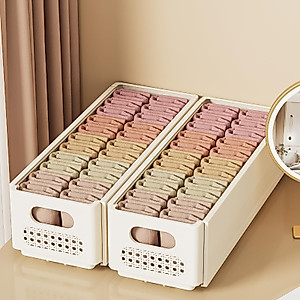 Yawinhe Retractable Plastic Storage Bins with Handles, Expandable Stackable Storage Baskets, 3pack Organization and Storage Containers Organizers for Closet Pantry Cabinet, 11-18.5x7.9x5.9in