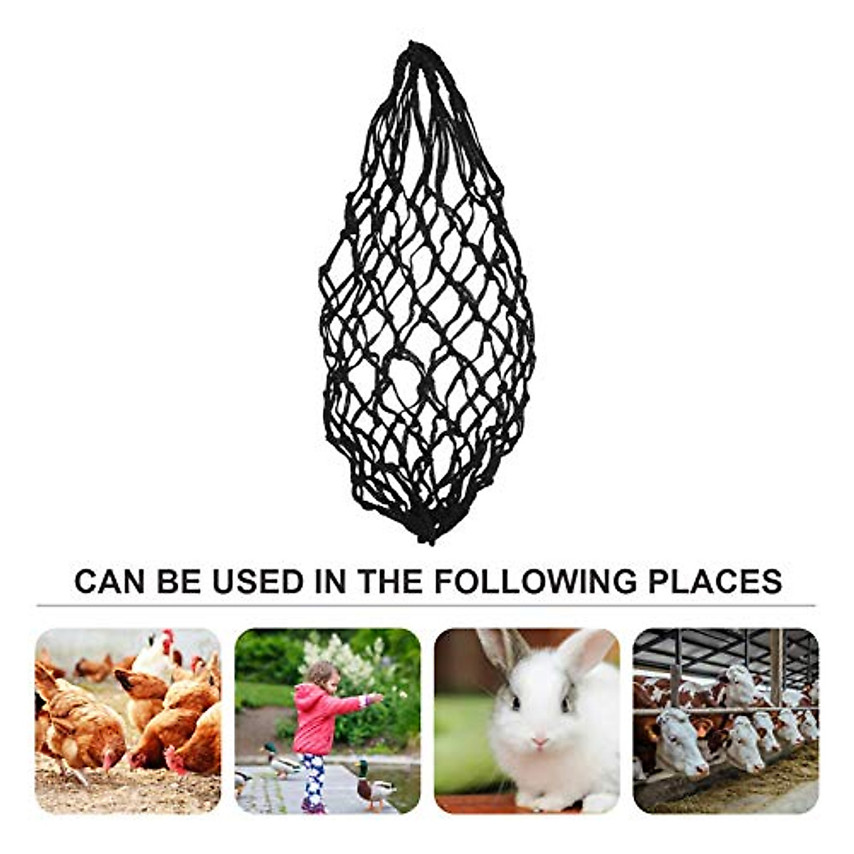 Mikikit Chicken Coop Accessories Poultry Vegetable Feeding Tool: Chicken Vegetable String Bag Cabbage Feeder Treat Feeding Mesh Bag Thickened Poultry Food Feeding Mesh Bag- Black Goat Feeder
